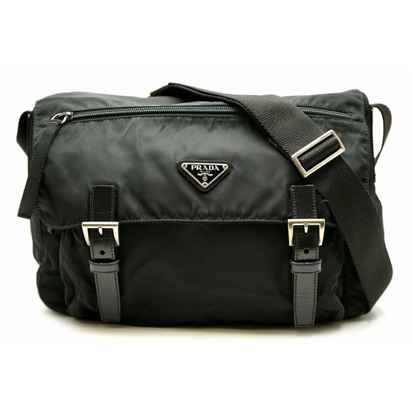 Prada | Bags | Prada Nylon Leather Crossbody Shoulder Messenger Bag ...